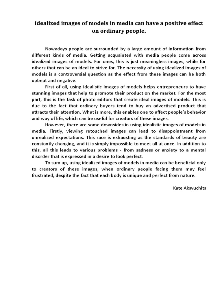 Idealized Images of Models in Media Can Have A Positive Effect On ...