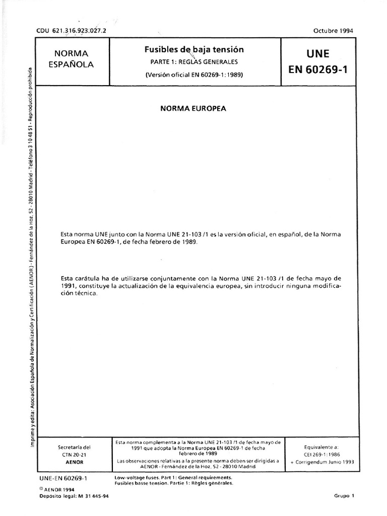 Une en 60269-1 (1994) | PDF