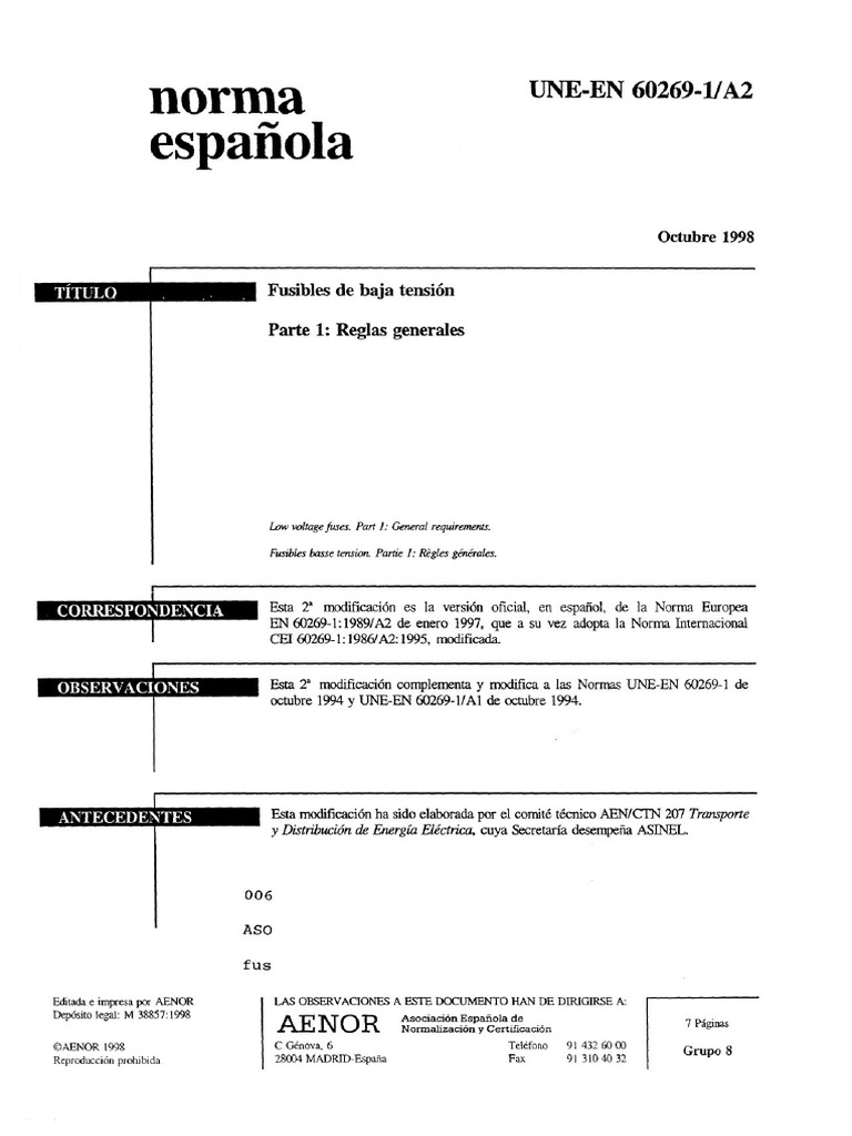 Une en 60269-1-A2 (1998) | PDF