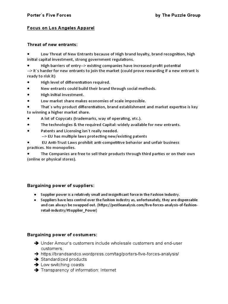 Porters Five Forces Framework | PDF | Brand | Fashion