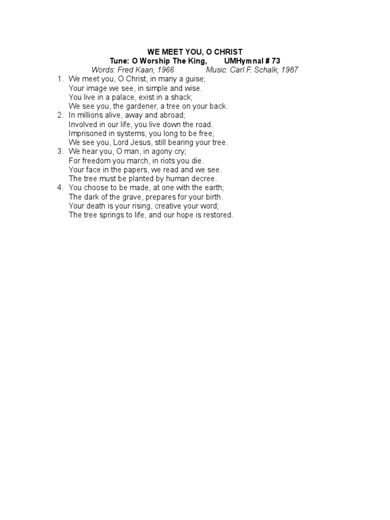 We Meet You, O Christ: Hymn Lyrics | PDF