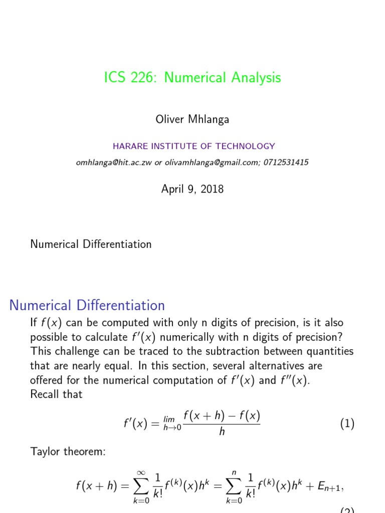 Numerical Differentiation Guide | PDF | Approximation | Derivative