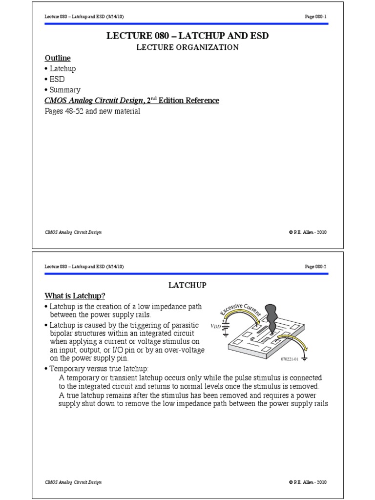 Lecture 080 - Latchup and Esd: CMOS Analog Circuit Design, 2 | PDF ...