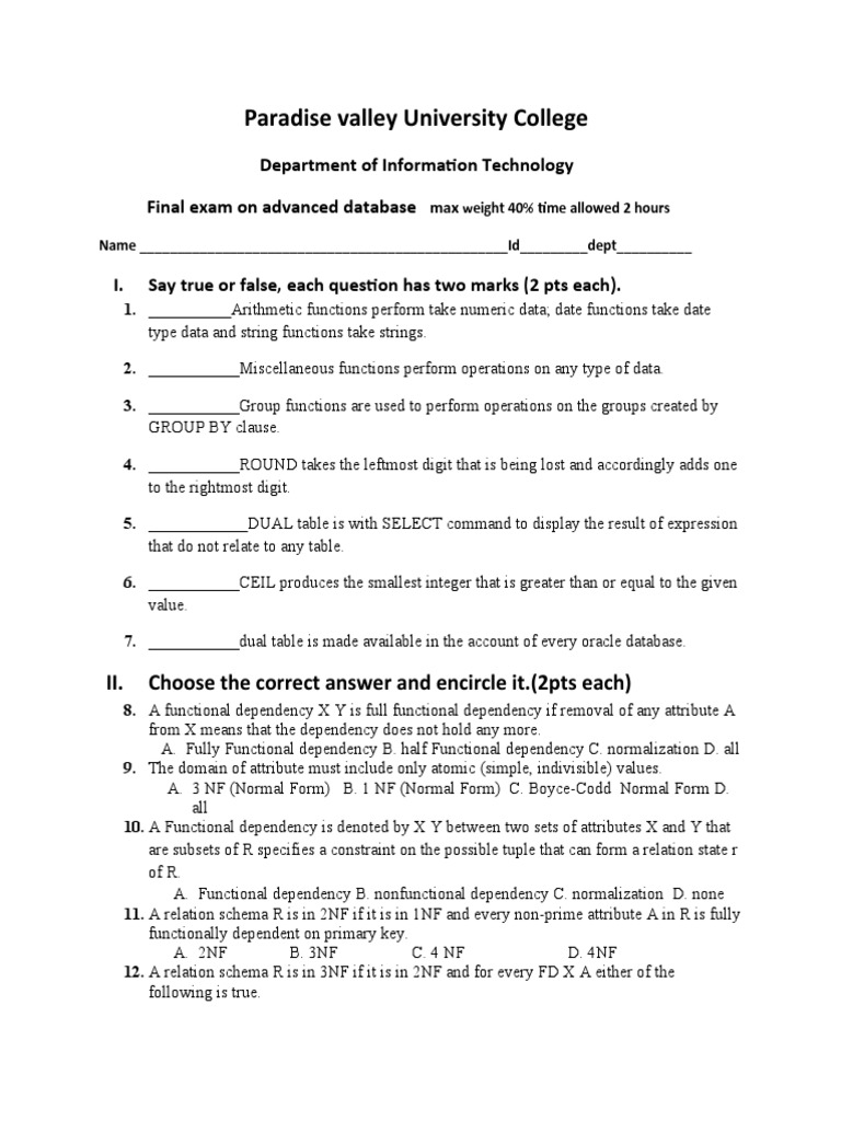 Paradise Valley University College: Department of Information ...