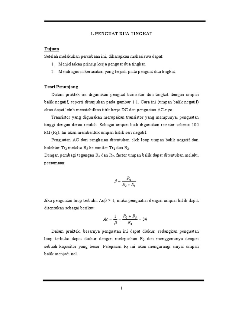 Penguat Dua Tingkat: Prinsip dan Diagnosa | PDF | Metode & Bahan Ajar