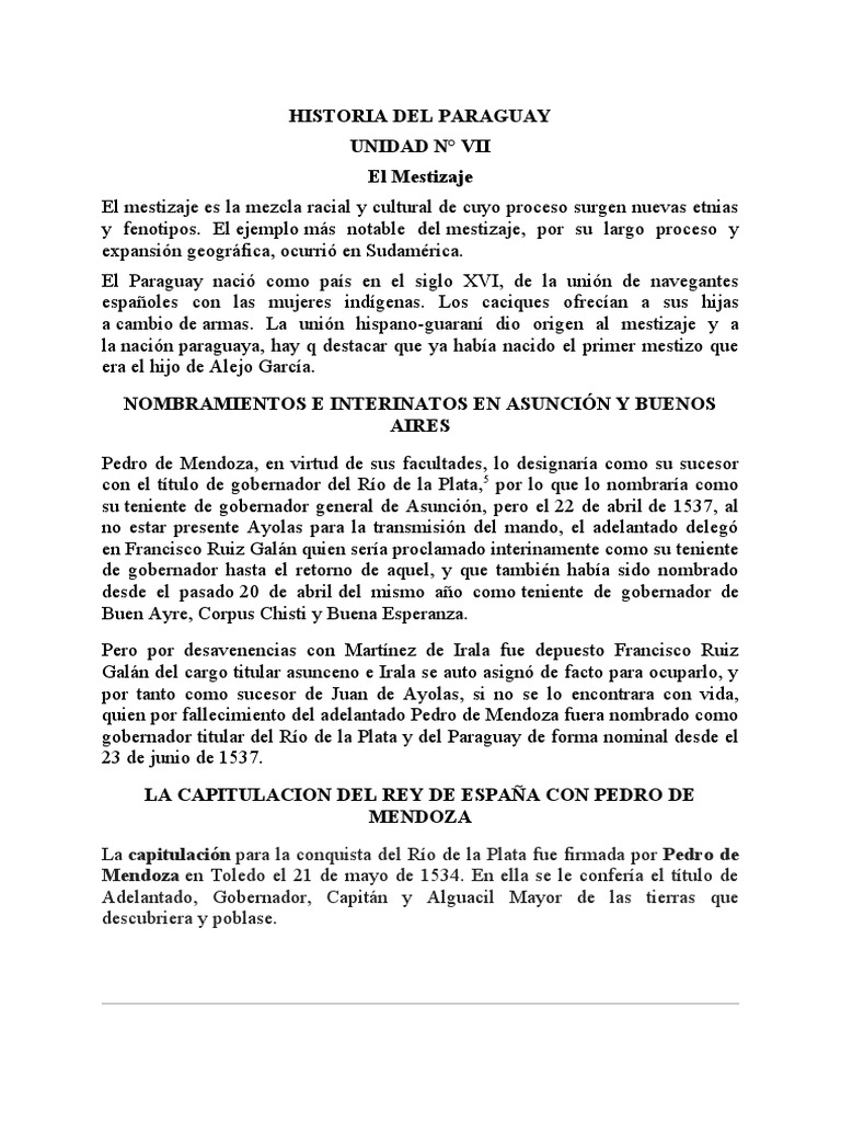 Origen de la Nación Paraguaya y Mestizaje | PDF | Colonización española ...