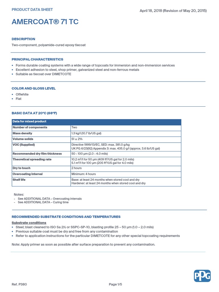 AMERCOAT 71TC | PDF | Galvanization | Ventilation (Architecture)