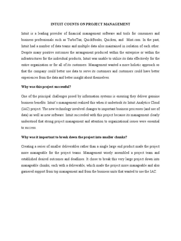 Intuit Counts On Project Management | PDF | National Health Service ...