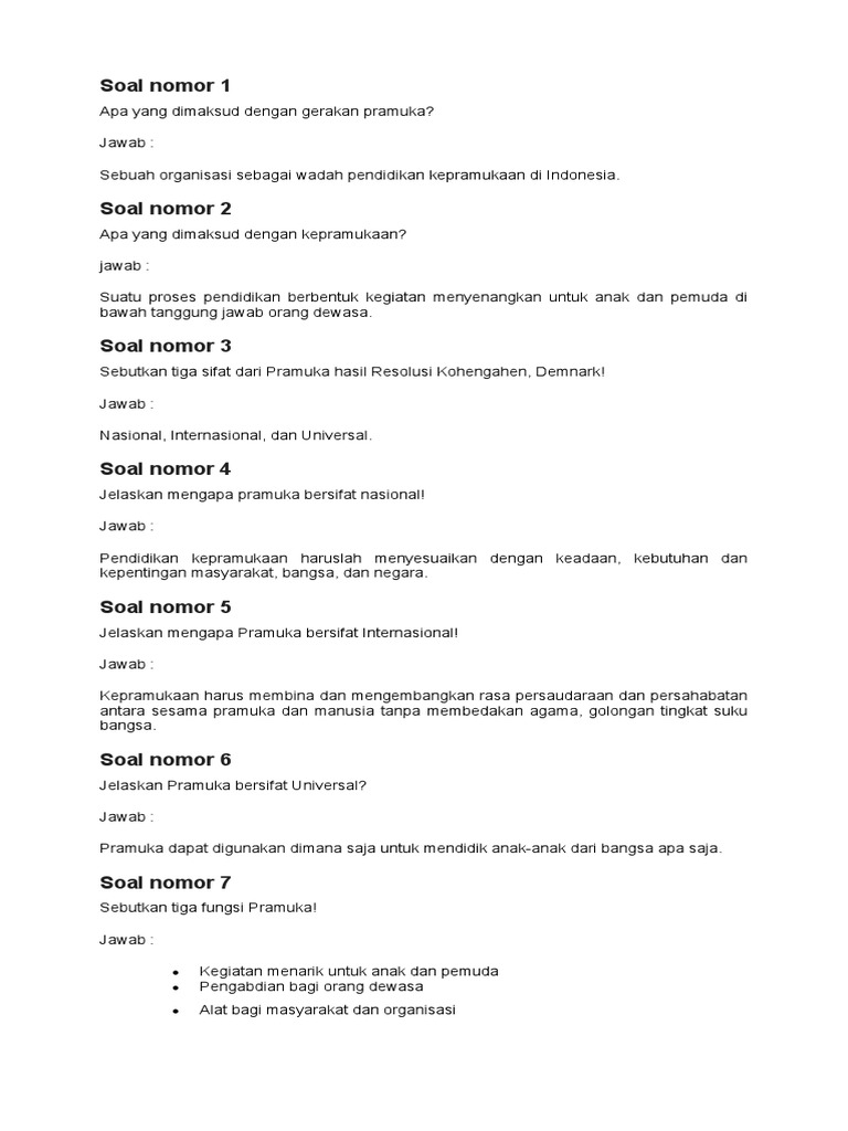 Soal Kepramukaan Uraian | PDF | Karier & Perkembangan