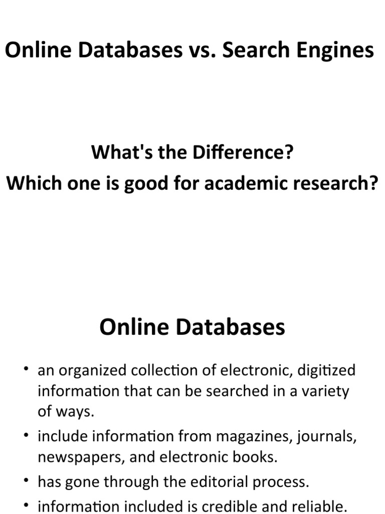 Online Databases vs. Search Engines: What's The Difference? Which One ...