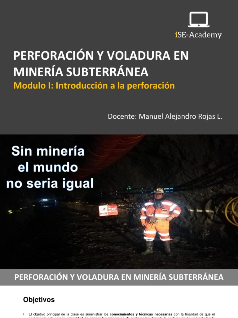 MINT Clase 1 PERFORACI N Y VOLADURA EN MINER A SUBTERR NEA | PDF | Roca (geología) | Roca ígnea