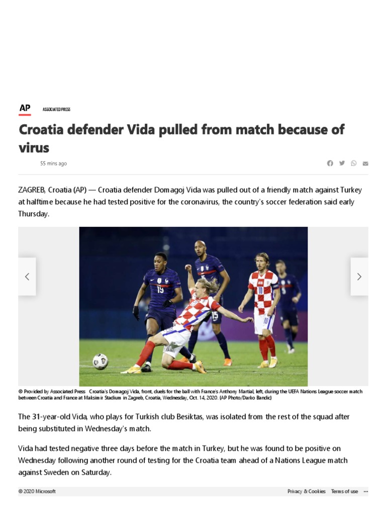 Croatia Defender Vida Pulled From Match Because of Virus | PDF ... Croatia Defender Vida Pulled From Match Because of Virus | PDF ...