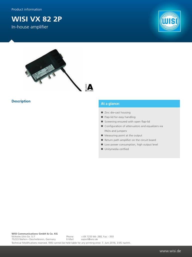 Product Info WISI-VX-82-2P en | PDF | Decibel | Amplifier