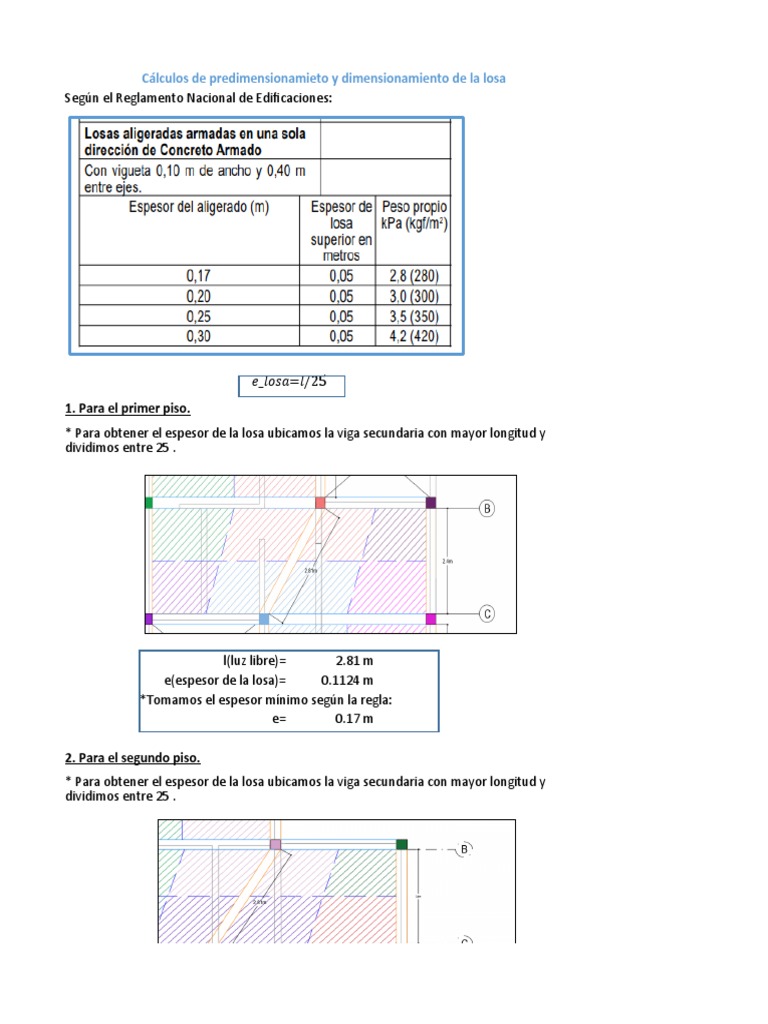 1.cálculos de Predimensionamiento y Dimensionamieto de Losas Aligeradas | PDF