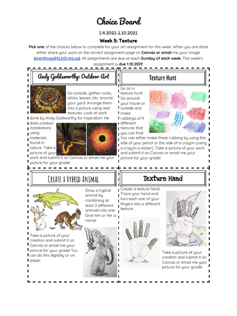 Choice Board 5 Texture 1 | PDF | Art Media | Paintings