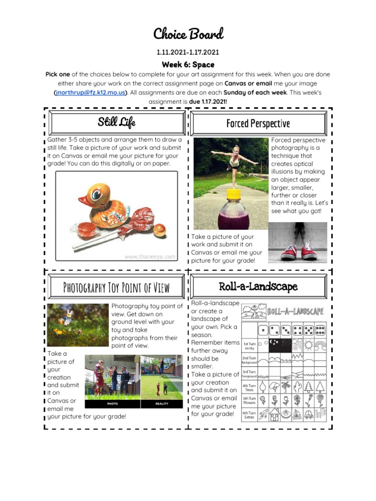 Choice Board 6 Space | PDF | Crafts | Art Media