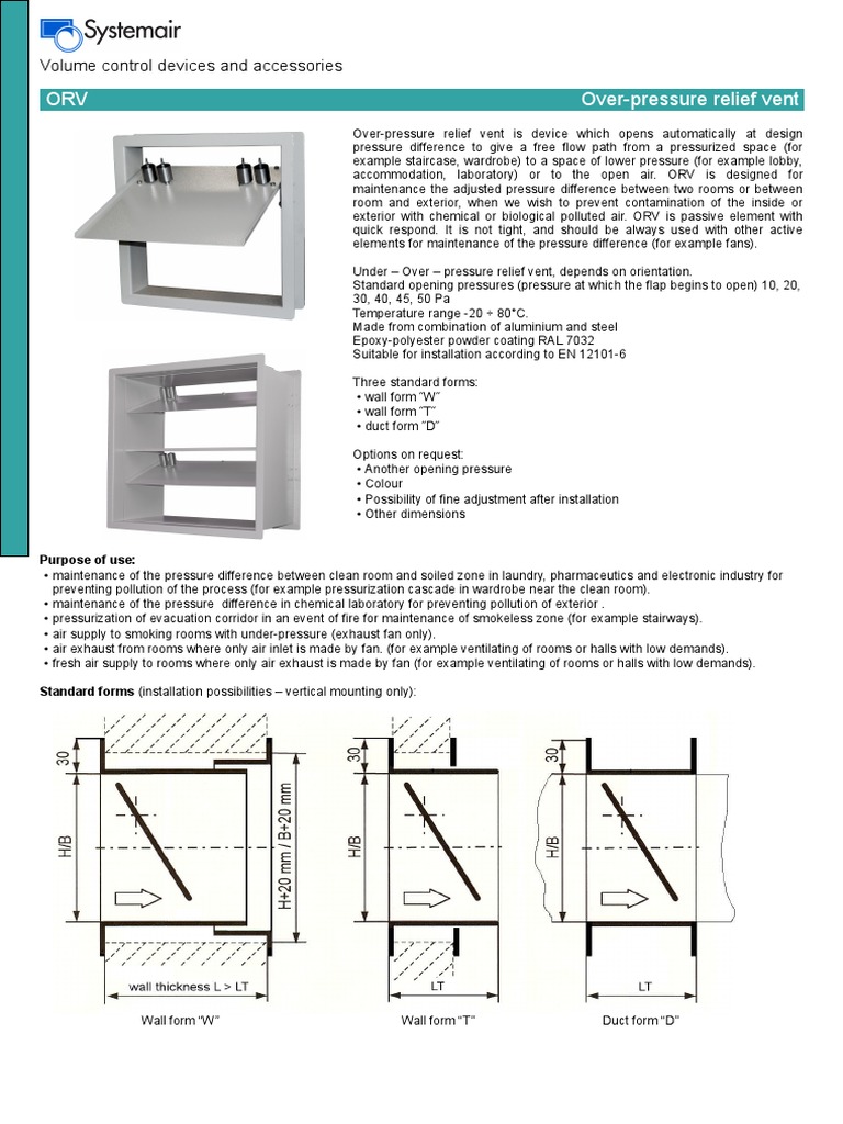 ORV Over-Pressure Relief Vent: Volume Control Devices and Accessories ...