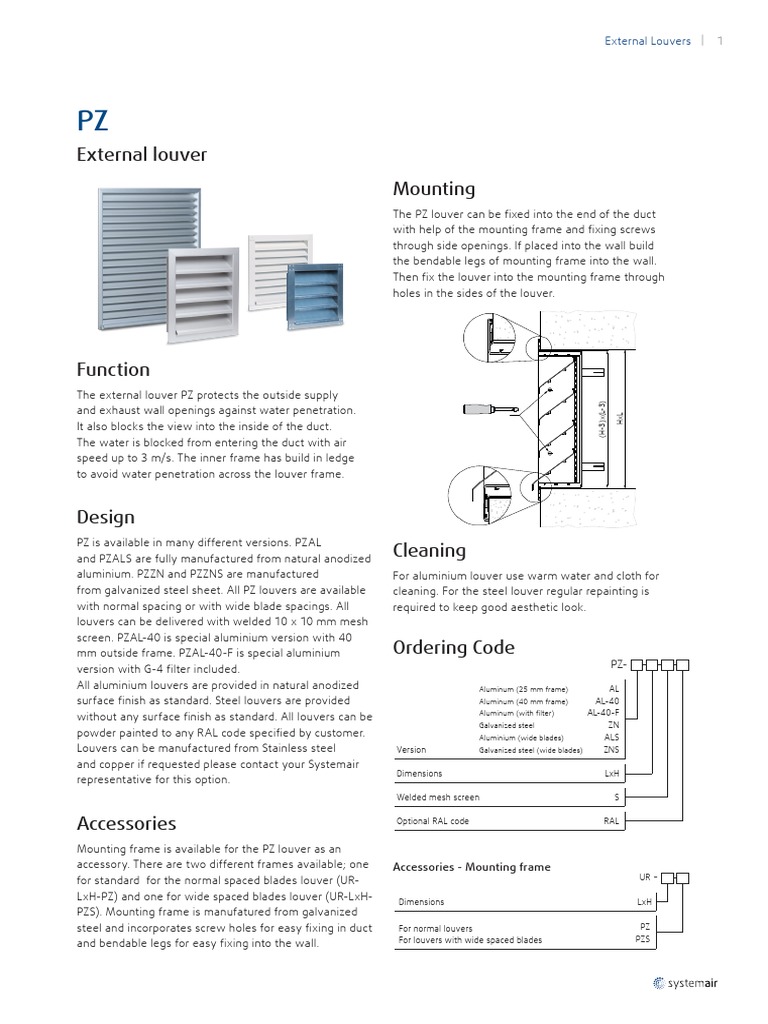 Spoljne Resetke - TPI 03 PZ - EN | PDF | Duct (Flow) | Building Technology