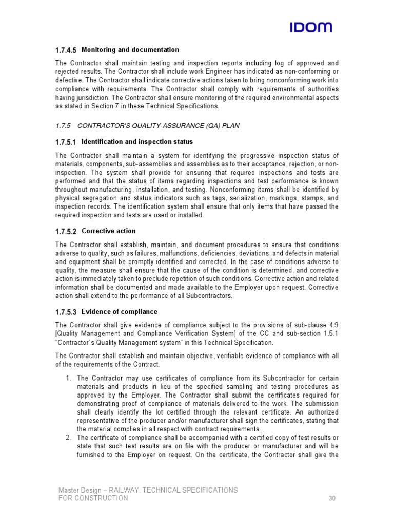 Railway Construction Technical Specifications | PDF | Specification ...