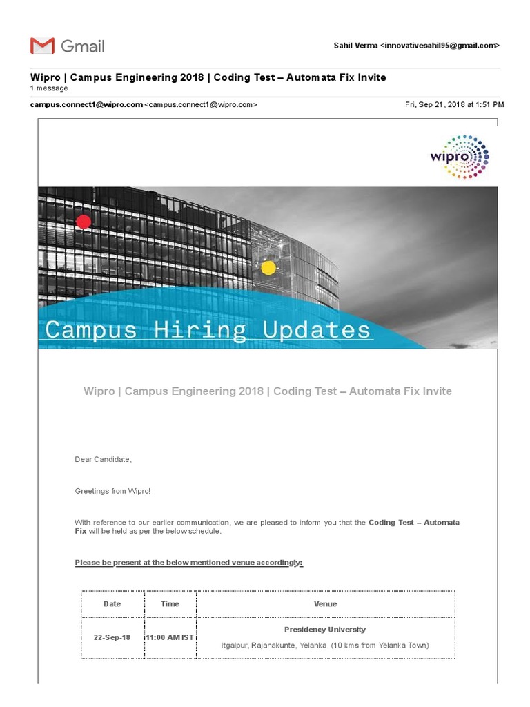 Wipro - Coding Test - Automata Fix Invite PDF | PDF | Computer Virus ...