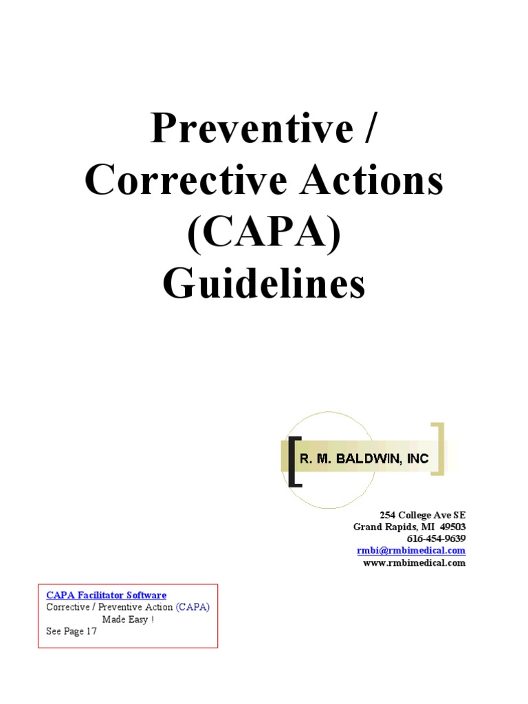 Preventive / Corrective Actions (CAPA) Guidelines | PDF