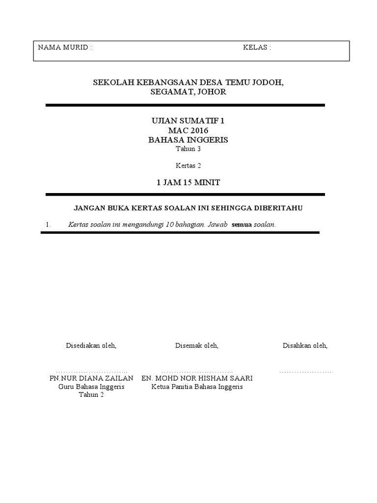 COVER Soalan Exam | PDF