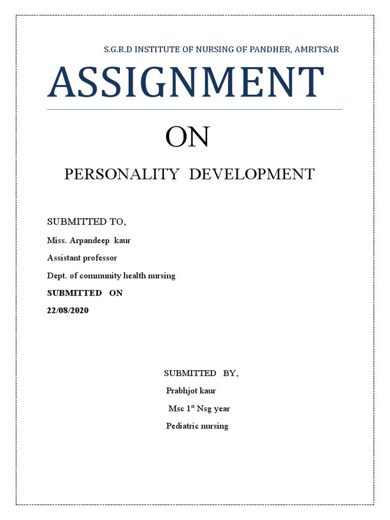 Assignment: Personality Development | PDF | Temperament | Adolescence