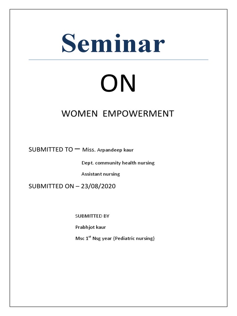 Seminar On Women Empowerment | PDF | Empowerment | Woman