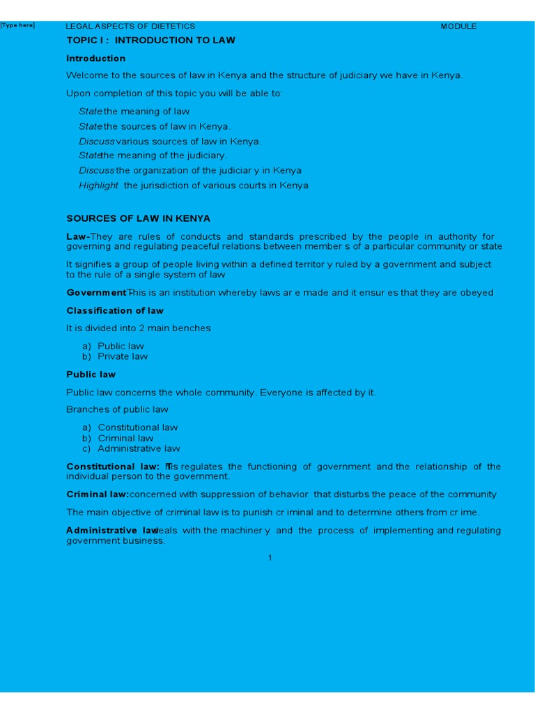 Legal Aspects of Dietetics Module | PDF | Precedent | Jurisdiction