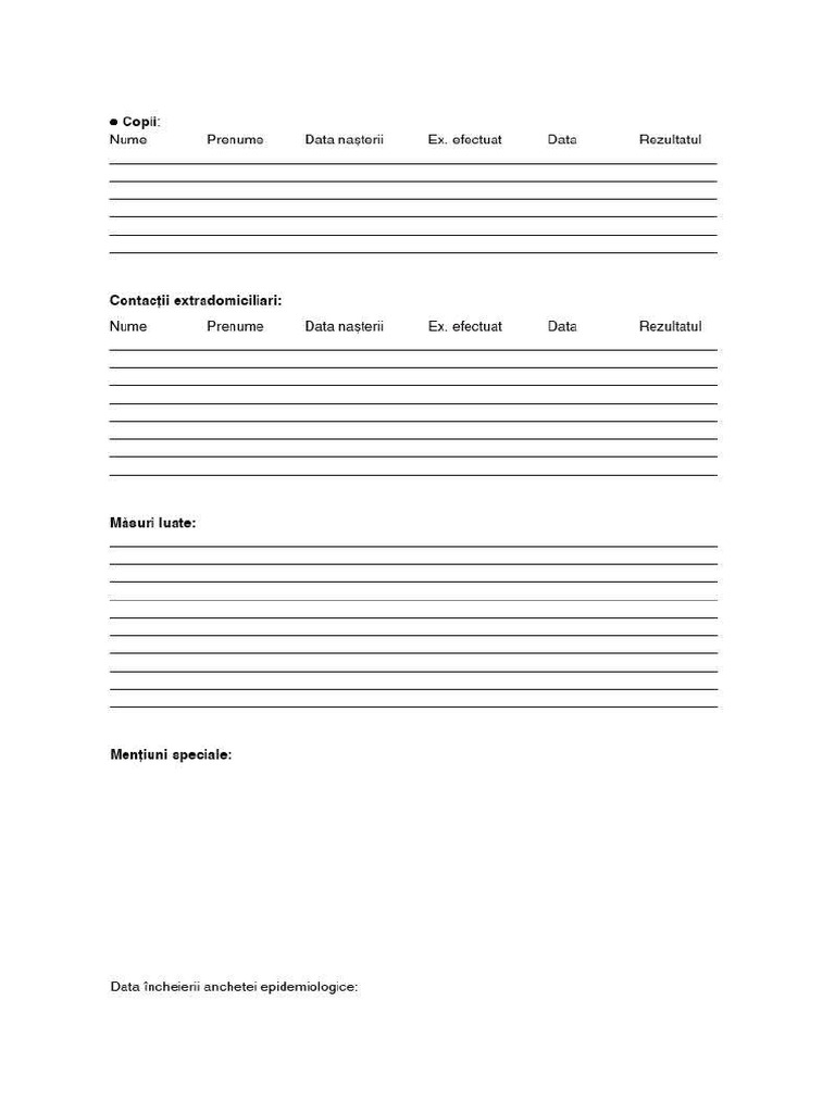 Anexa - Model Ancheta Epidemiologica-1 | PDF