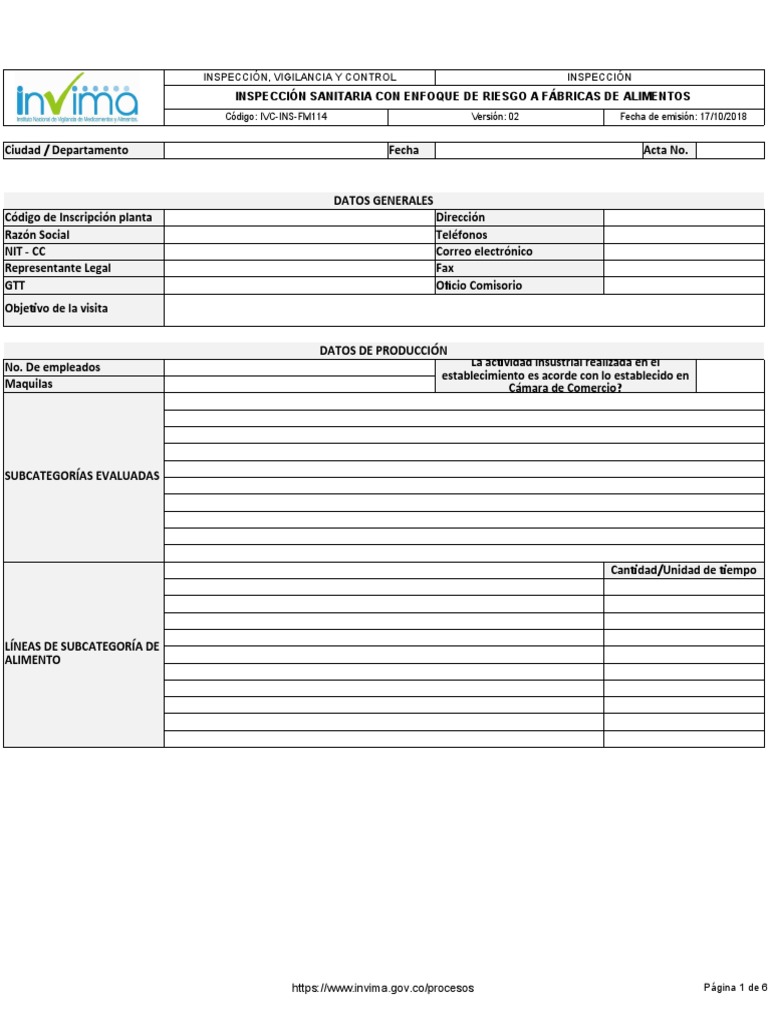 Acta Inspeccion Invima 2020 - Enfoque de Riesgos | PDF | Naturaleza | Business