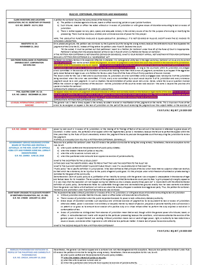 Final Exam Matrix | PDF | Certiorari | Judgment (Law)