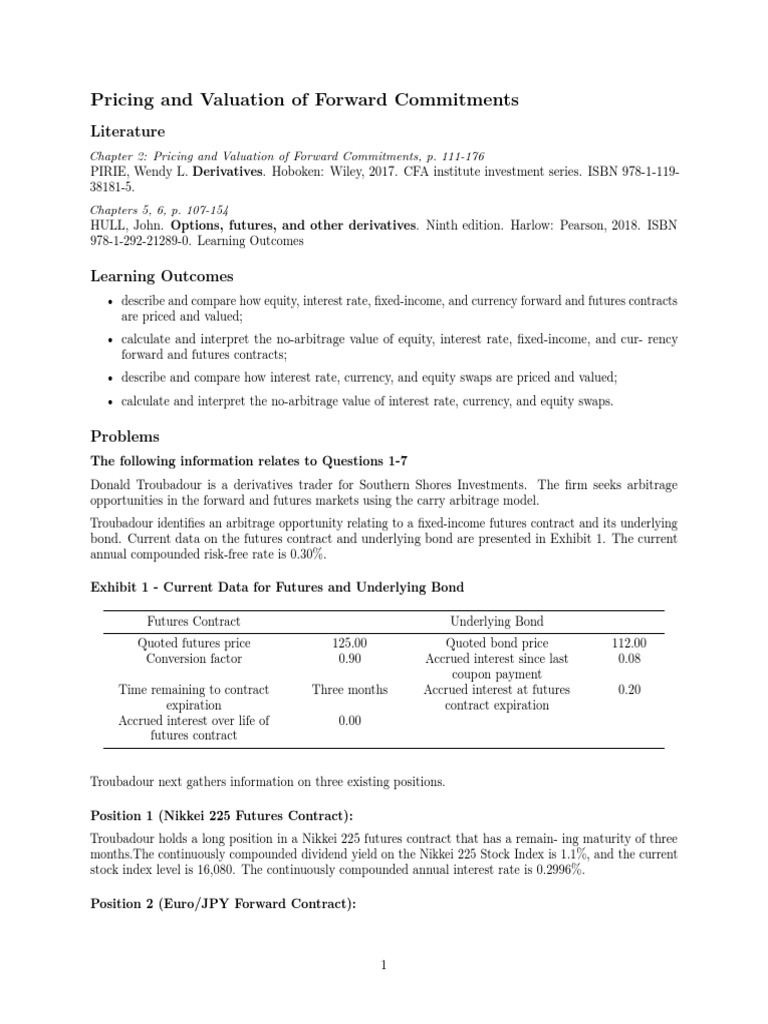 Pricing and Valuation of Forward Commitments: Literature | PDF | Swap ...