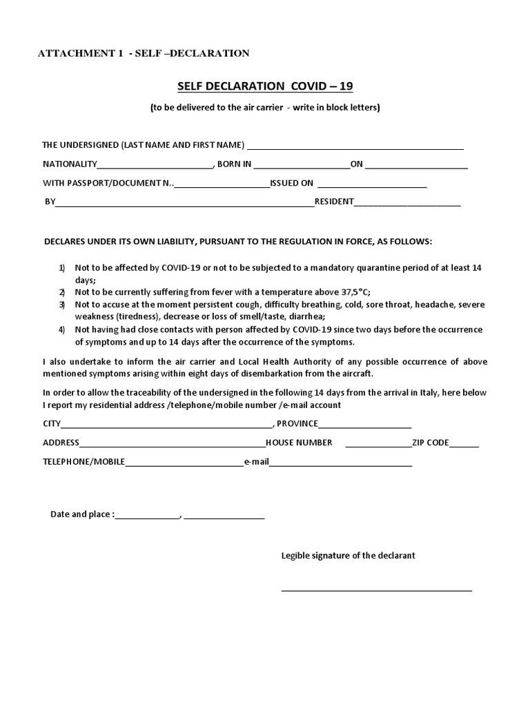 SELF DECLARATION FORMmm | PDF