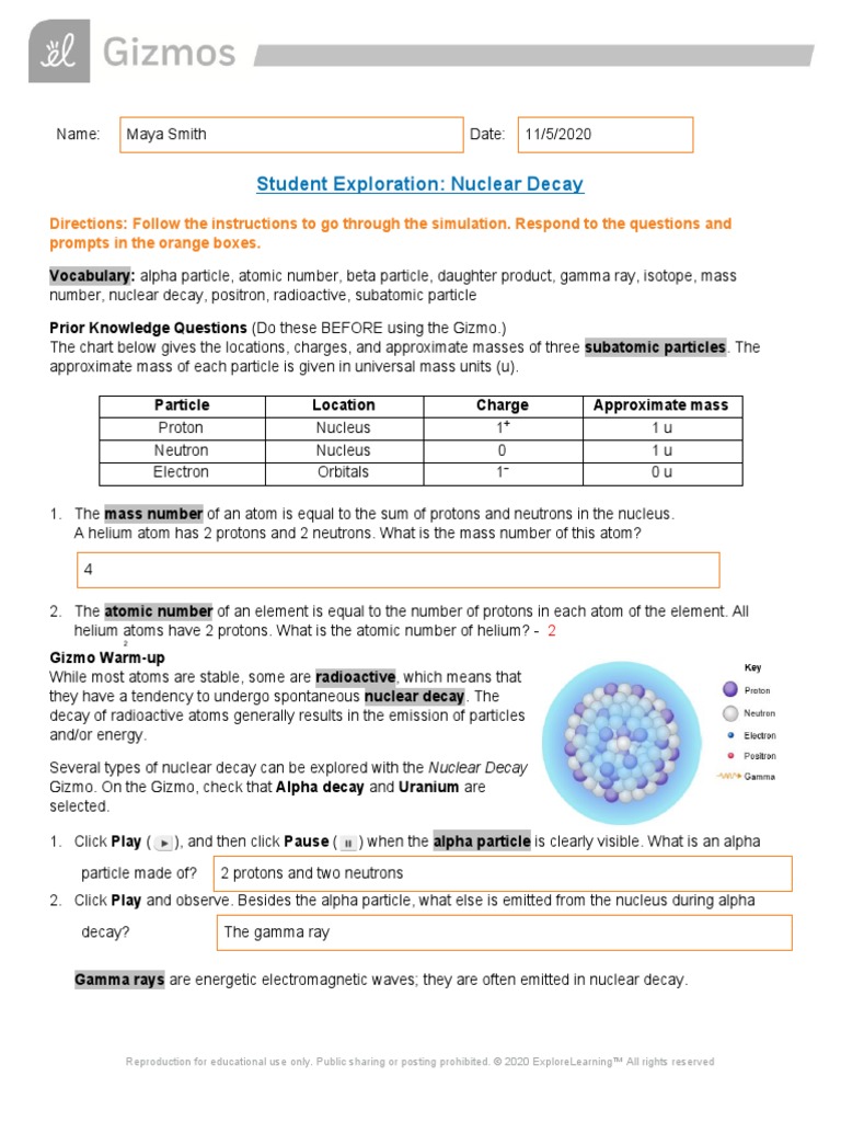 15 Radiation - Nuclear Decay Gizmos Simulation - 9065228 | PDF ...