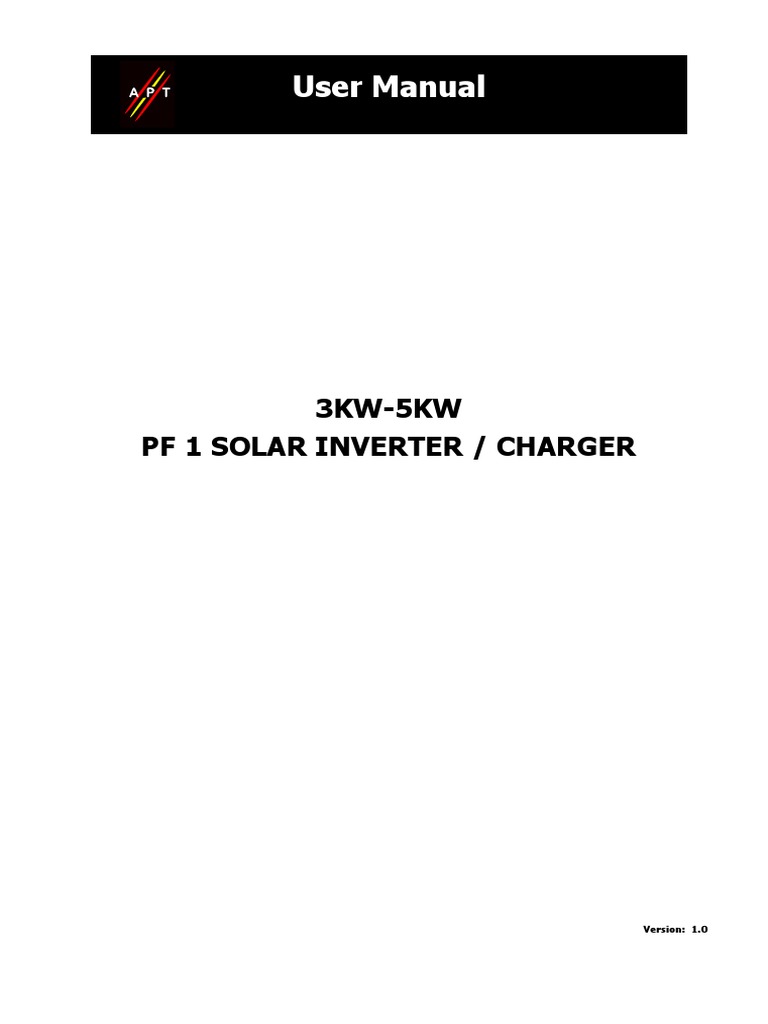 User Manual: 3KW-5KW PF 1 Solar Inverter / Charger | PDF | Battery ...