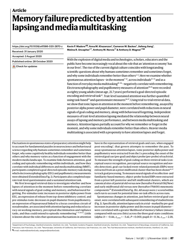 Memory Failure Predicted by Attention Lapsing and Media Multitasking ...