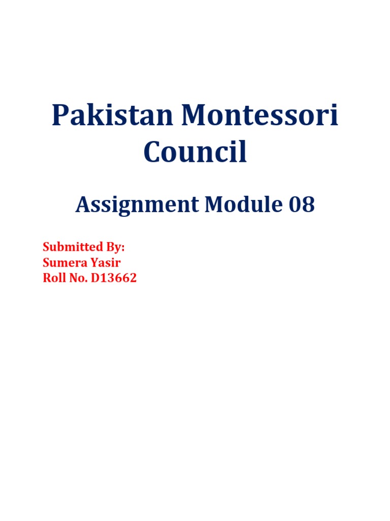Pakistan Montessori Council: Assignment Module 08 | PDF | Continent ...