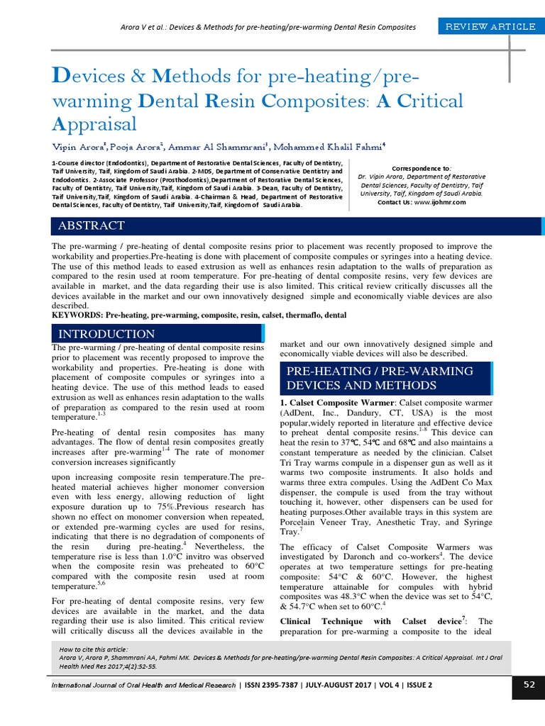 Devices and Methods For Preheating Prewarming Dental Resin Composites ...