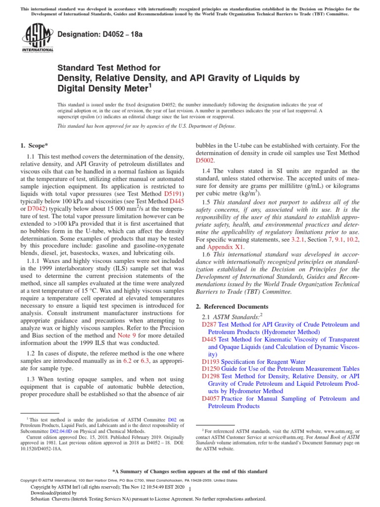 Density, Relative Density, and API Gravity of Liquids by Digital ...