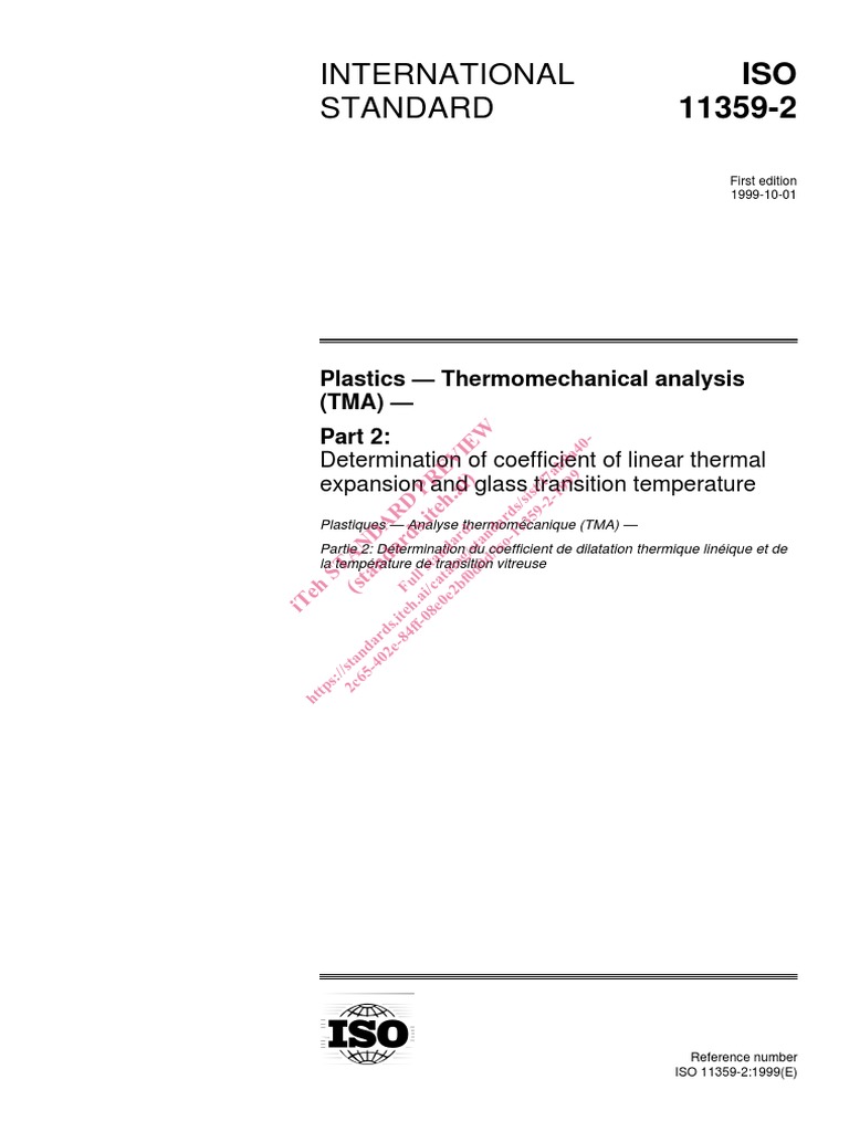 Iso 11359 2 | PDF | Thermal Expansion | International Organization For ...