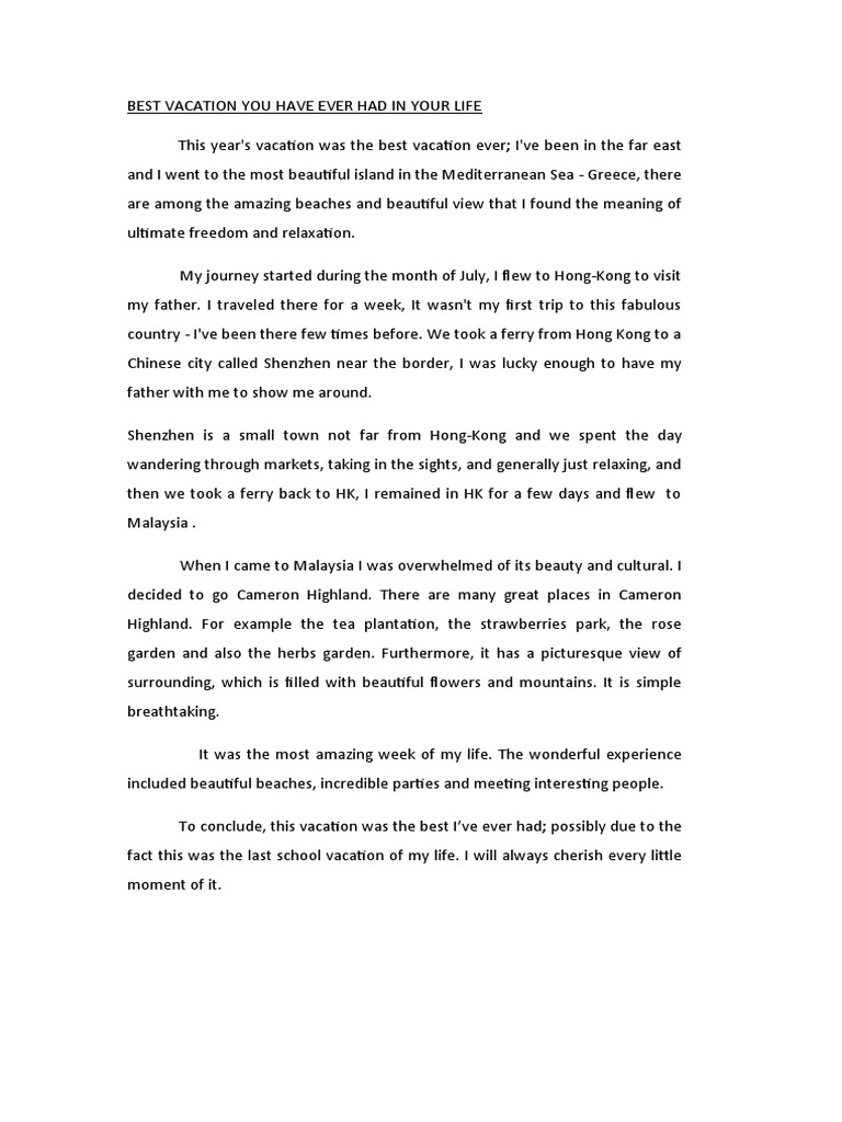 Best Vacation You Have Ever Had in Your Lif1 | PDF