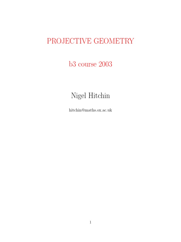 Projective Geometry: Nigel Hitchin | PDF | Projective Geometry | Linear Map