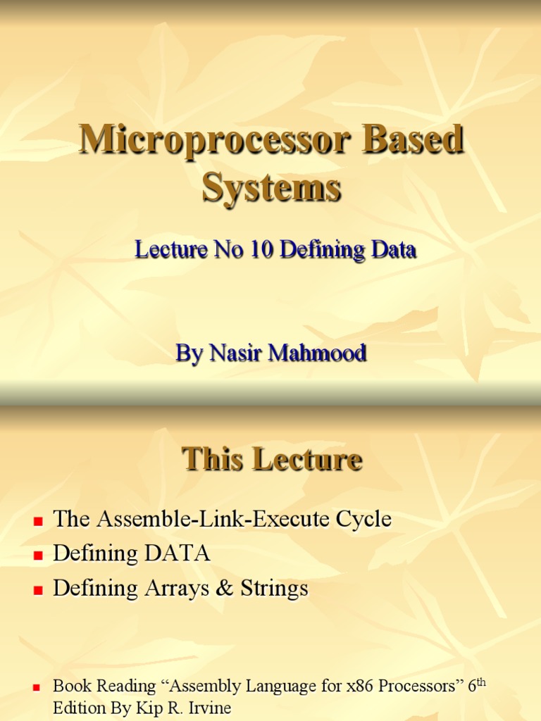 10 Microprocessor Systems Lecture No 10 Defining Data | PDF | Integer (Computer Science) | Data Type