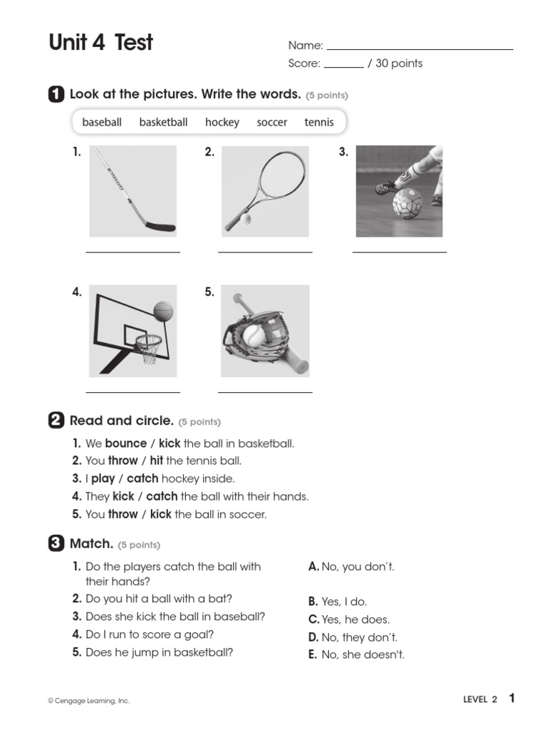 Unit 4 Test: Look at The Pictures. Write The Words | PDF