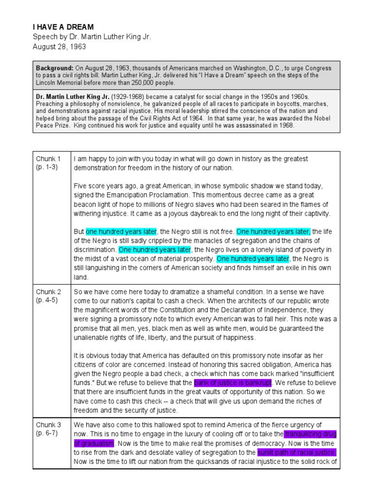 I HAVE A DREAM - Dr. King's Speech | PDF | Martin Luther King Jr.