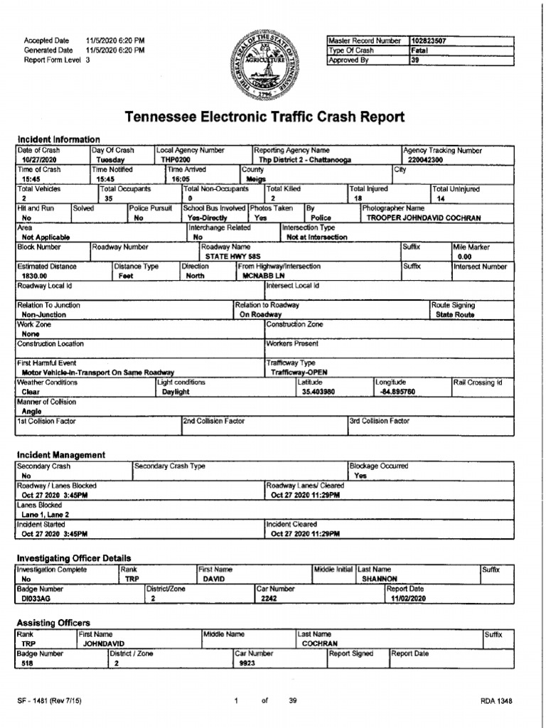Deadly School Bus Crash Report Released by The Tennessee Highway Patrol ...