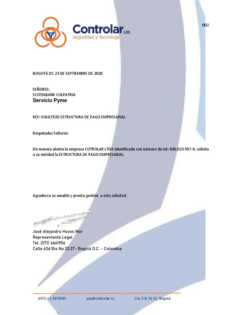 Solicitud Estructura de Empresarial Scotiabank Colpatria | PDF