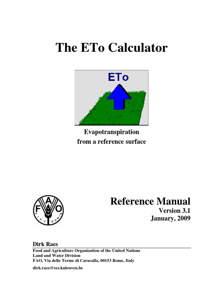 Eto Manual | PDF | Evapotranspiration | Relative Humidity