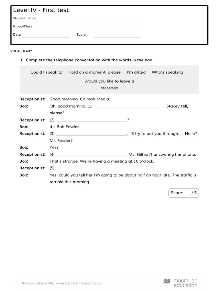 Level IV - First Test | PDF